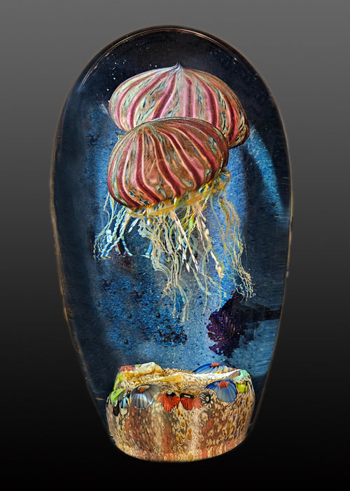 Double Purple Ribbed Seascape Jellyfish – Satava Art Glass