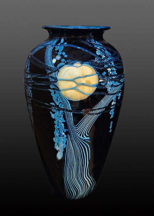 Black Harvest Moon Vase – Satava Art Glass